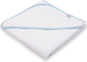 Dětská froté osuška s kapucí New Baby BASIC 80x80 bílo-modrá