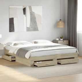 Rám postele se zásuvkami dub sonoma 180x200 cm kompozitní dřevo 3280365
