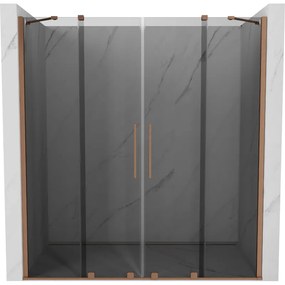 Mexen Velar Duo, posuvné sprchové dveře do otvoru 170 cm, 8mm šedé sklo, měděná matná, 871-170-000-42-65