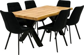Vikio Jídelní set pro 6 osob 140x90 cm dub-černá VJS114-61C
