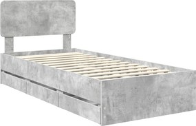 Rám postele s čelo Betonově Šedá 90 x 190 cm Dřevěný materiál 3412230