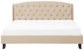 Čalouněná béžová postel 160 x 200 cm BORDEAUX Beliani
