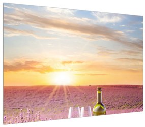 Obraz levandulového pole a vína (100x70 cm)