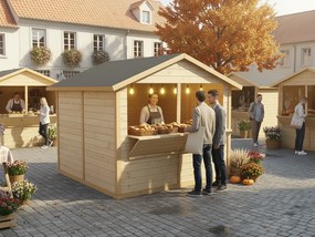Dřevěný prodejní stánek 1, barva natur, (2,8 × 2,8 m), S_BUFET1 - nejzahradnidomek.cz
