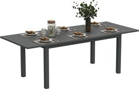 Rozkládací zahradní stůl Outsunny z hliníku 160/220x90 cm, odolný vůči povětrnostním vlivům, stůl na balkon, protiskluzový bufetový stůl pro 6-8 osob,