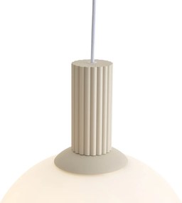Skandinávská závěsná lampa béžová s opálovým sklem se 3 světly - Polly