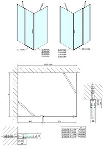 Polysan, Zoom Line Black obdélníková sprchová zástěna 1100x800mm L/P varianta, ZL1311BZL3280B