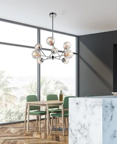 Chromový závěsný lustr Best pro žárovku 8x E14  - Candellux