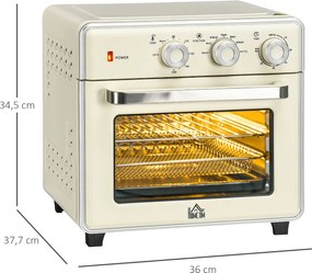 HOMCOM Mini trouba s konvekcí 20 l, 7 v 1, včetně sady pečicích plechů, fritovacího koše, plechu na drobky, 1 hodinový časovač, 1400 W, krémově bílá …