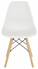 Jídelní židle CINKLA 3 new, plast bílý, podnož buk, kov černý