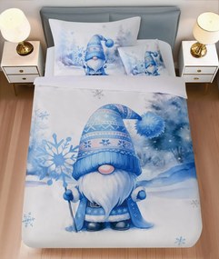 Povlečení z mikrosaténu BLUE GNOME bílé + povlak na polštářek 45 x 45 cm zdarma Rozměr povlečení: 70 x 90 cm | 140 x 200 cm