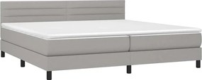 Box spring postel s matrací a LED světle šedá 200x200 cm textil 3133261
