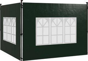 Outsunny Boční Zdi pro Altán 3x3 m a 3x6 m - Sada 2 Stěn s Okny 293x193 cm Tmavě Zelená