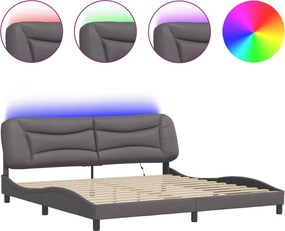 Rám postele s LED bez matrace Hvar šedý 200 x 200 cm 3213958