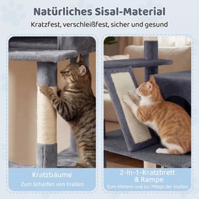 Costway Kočičí strom 158 cm Víceúrovňové pozorovací místo Jeskyně Houpací síť