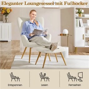 Křeslo Yaheetech – béžová, 68 cm (šířka) × 70 cm (hloubka) × 97,5 cm (výška), 100% polyester (257264808550)