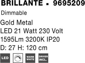 Závěsné LED svítidlo NOVA LUCE BRILLANTE 26W 3200K 9695209 stmívatelné Triac