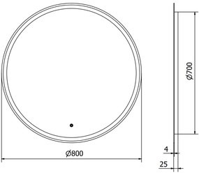 Mexen Gobi, LED kulaté koupelnové zrcadlo s podsvícením 80 cm, 6000K, ochrana proti zamlžování, 9801-080-080-611-00