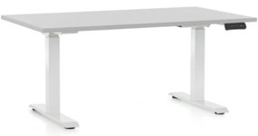 Výškově nastavitelný stůl OfficeTech C, 140 x 80 cm, bílá podnož, světle šedá