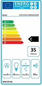 Beko CFB6310X stříbrná / Digestoř / 52-68 dBA / 205m3/h