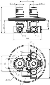 Novaservis Aquamat - Vanová baterie s termostatem pod omítku, na 3 výstupy, chrom 2650RX,0