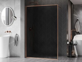 Mexen, Mexen Kioto-XF sprchová stěna s rámem 50 x 202 cm, grafit 10 mm, broušená měď - 800-050-104-65-40-X