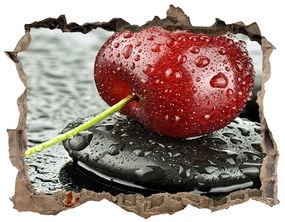 Wallmuralia Nálepka 3D díra Třešně v dešti 95x64 cm