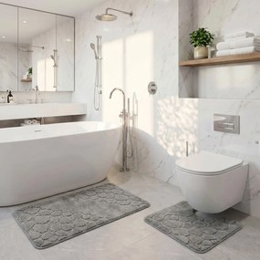Kvalitex Koupelnová a WC předložka kamínky šedé SADA 60 x 100 cm + 60 x 50 cm