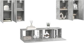 6dílný set TV skříněk betonově šedý dřevotříska 3079099