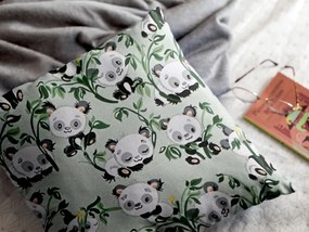 Ervi povlak na polštář bavlněný - pandy na zeleném