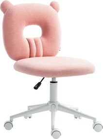 HOMCOM Moderní Otáčecí Židle pro Děti s Upravovanou Výškou Sedáku a Zádovým Opěradlem ve Tvaru Medvěda, Nosnost 120 kg, Růžová | Aosom
