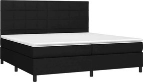 Box spring postel s matrací a LED černá 200x200 cm textil 3134903