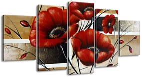 Gario Ručně malovaný obraz Polní mák - 5 dílný Rozměry: 100 x 70 cm