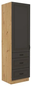 Potravinová kuchyňská skříňka se zásuvkami Retroline 60 DKS-210 3S 1F, Barva: dub artisan + grafit