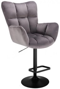 LuxuryForm DESIGN Barové křeslo AURORA VELUR na černé kulaté podstavě - tmavě šedé