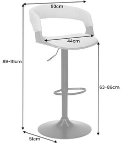 Designová barová otočná židle Uriela jasan / šedá