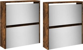 Botník se zrcadlem 4patrový kouřový dub 63 x 17 x 134 cm 3228277