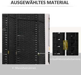 HOMCOM Skládací rozdělovací stěna 6-panelová 240x170 cm - Záclona pro soukromí do obývacího pokoje, ložnice, kanceláře - černá
