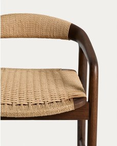 Hnědá barová židle s područkami z dubového dřeva (výška sedáku 65 cm) Derile – Kave Home