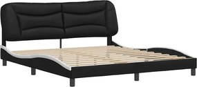 Rám postele bez matrace Hvar černý a bílý 180 x 200 cm umělá kůže 3208021