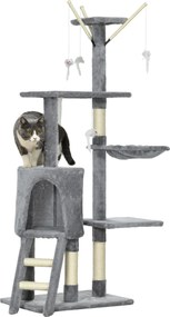 PawHut Škrabací strom 134,2 cm Kočičí věž s jeskyní, 2 hračkami, sisalovými sloupky, velkou platformou, schody, vícestupňový škrabací strom, lezecký s