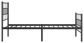 Kovový rám postele s hlavovým a nožním čelem černý 90 x 190 cm