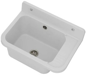Sink Quality Universe, univerzální plastová výlevka 50x34x31 cm + sifon, 1-komorová, bílá, SKQ-KGK50-WH