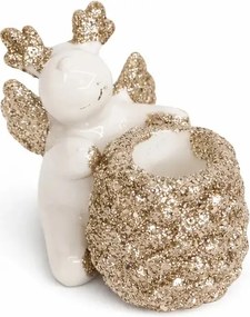 Vánoční svícen na stůl keramický 9,5 × 9 × 8 cm, průměr na svíčku 2 cm