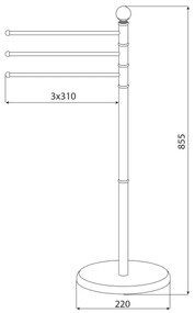 Aqualine - Stojan s věšákem na ručníky SAMBA 85,5 cm nerez/lesklý chrom