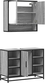 2dílný set koupelnového nábytku šedý sonoma kompozitní dřevo 3300943