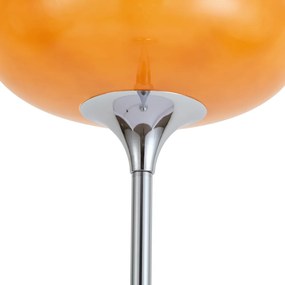 Retro stojací lampa chromová s oranžovým skleněným stínidlem 150cm - Glaze