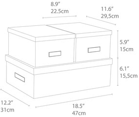 Sada 3 bílých úložných krabic Bigso Box of Sweden Inge