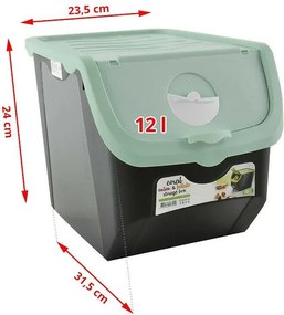 Orion Skladovací černý box na cibuli a brambory,zelené víko (12l)
