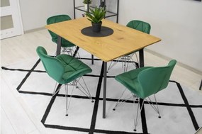 Sametová židle Paris zelená se stříbrnými nohami